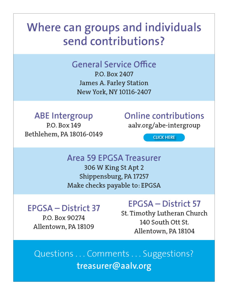 BULLETIN BOARD – AA Lehigh Valley